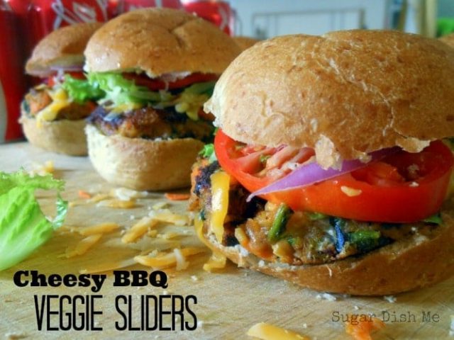 Cheesy BBQ Veggie Sliders - Sugar Dish Me