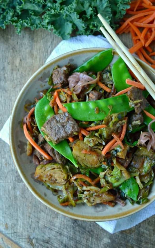 Beef and Brussels Sprouts Stir Fry - Sugar Dish Me