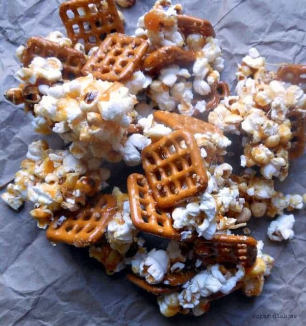 Caramel Popcorn Pretzel Snack - Sugar Dish Me