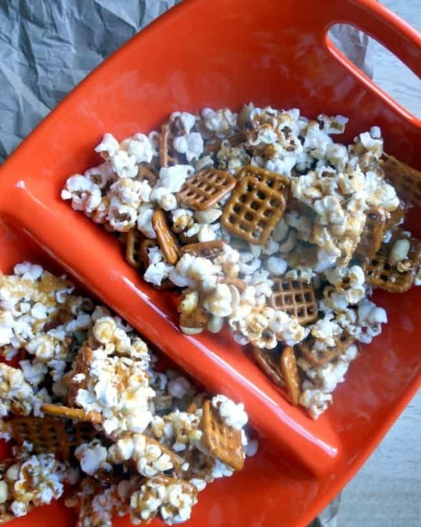 Caramel Popcorn Pretzel Snack - Sugar Dish Me