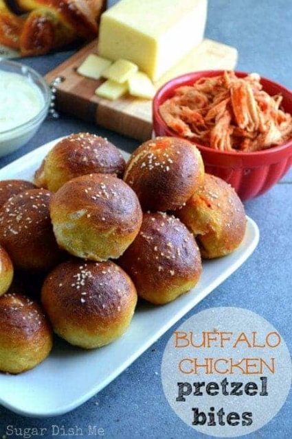 Buffalo Chicken Pretzel Bites - Sugar Dish Me