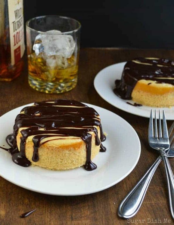 Bourbon Cheesecake with Boozy Chocolate for Two - Sugar Dish Me