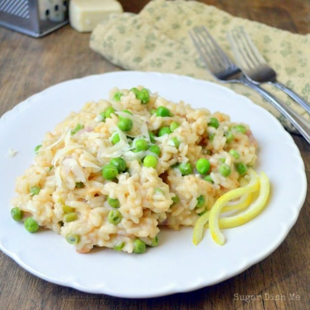 Creamy Lemon Risotto with Spring Peas - Sugar Dish Me