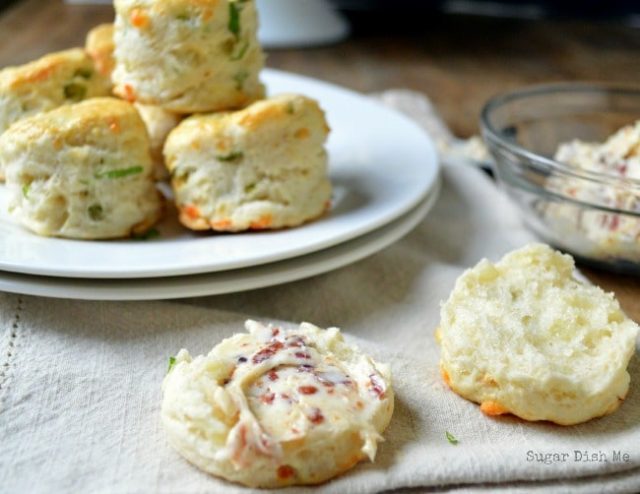 Spring Onion Scones with Cheddar and Bacon Butter - Sugar Dish Me