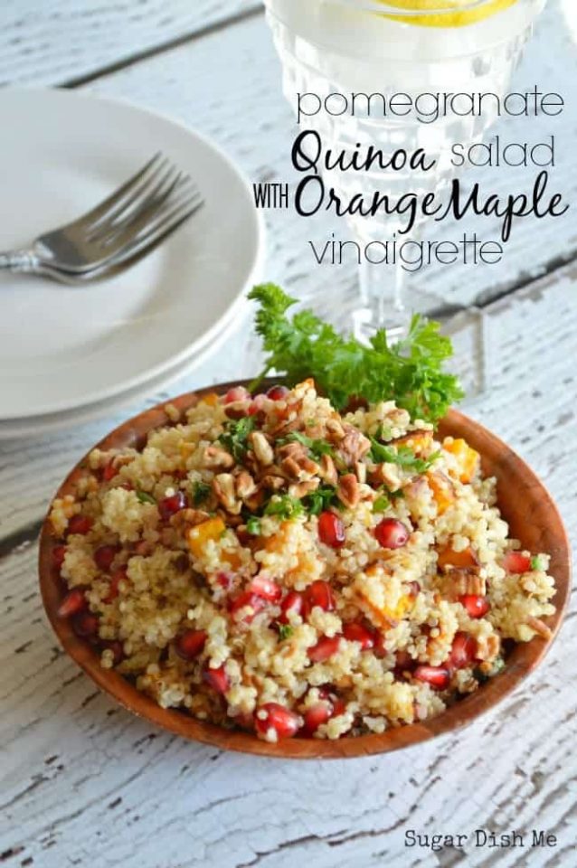 Pomegranate Quinoa Salad with Orange Maple Vinaigrette - Sugar Dish Me