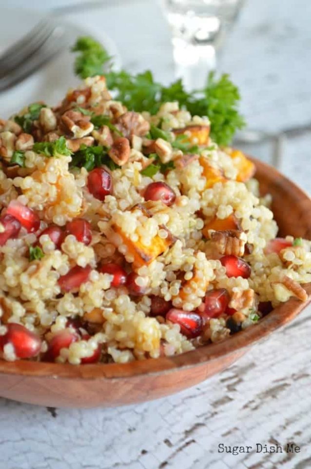 Pomegranate Quinoa Salad with Orange Maple Vinaigrette - Sugar Dish Me