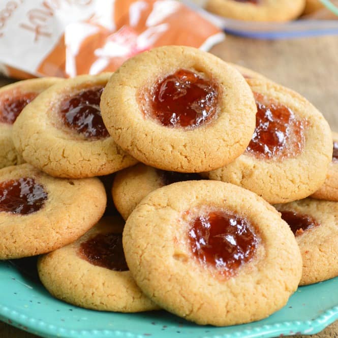 Peanut Butter and Jelly Thumbprint Cookies - Sugar Dish Me